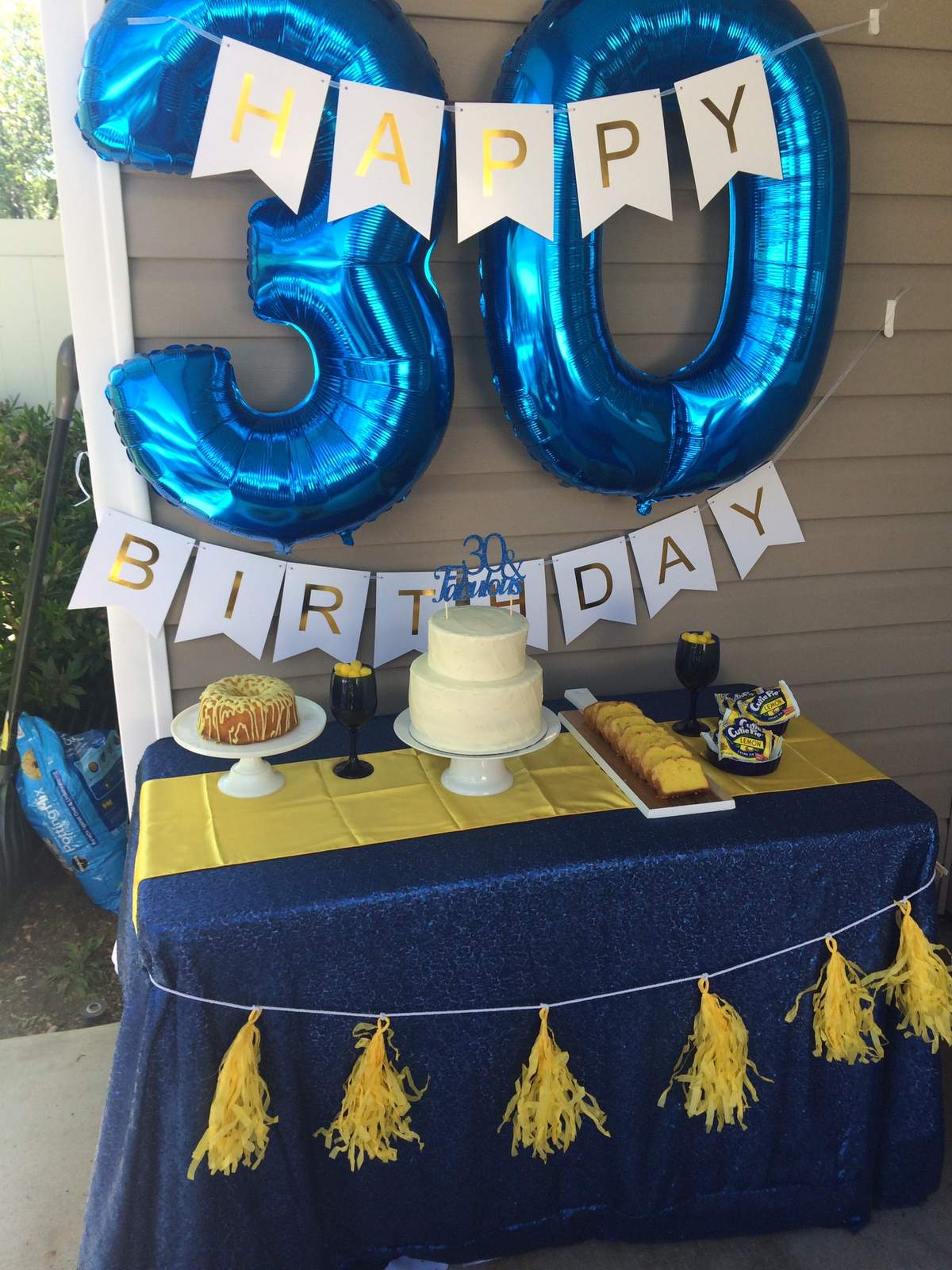 Yellow and blue 30th Birthday Party Ideas | Photo 27 of 27 | Catch My Party