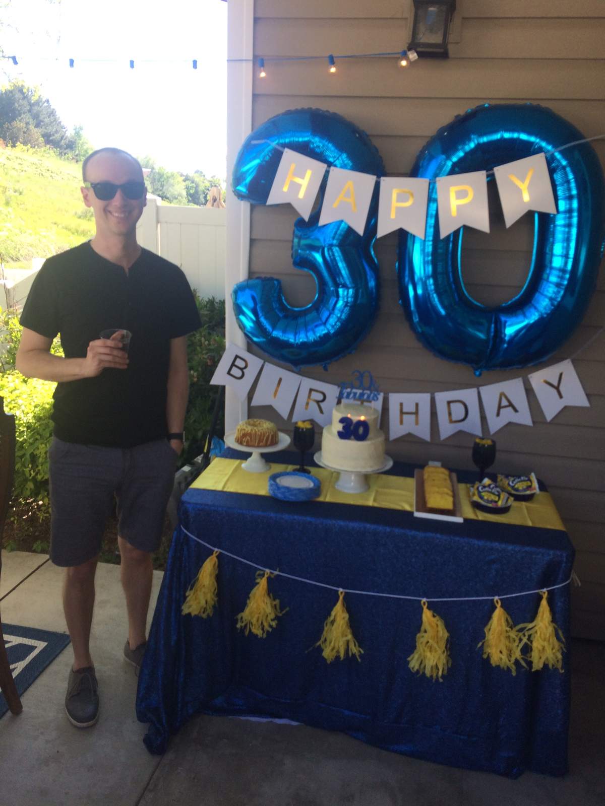 Yellow and blue 30th Birthday Party Ideas | Photo 27 of 27 | Catch My Party