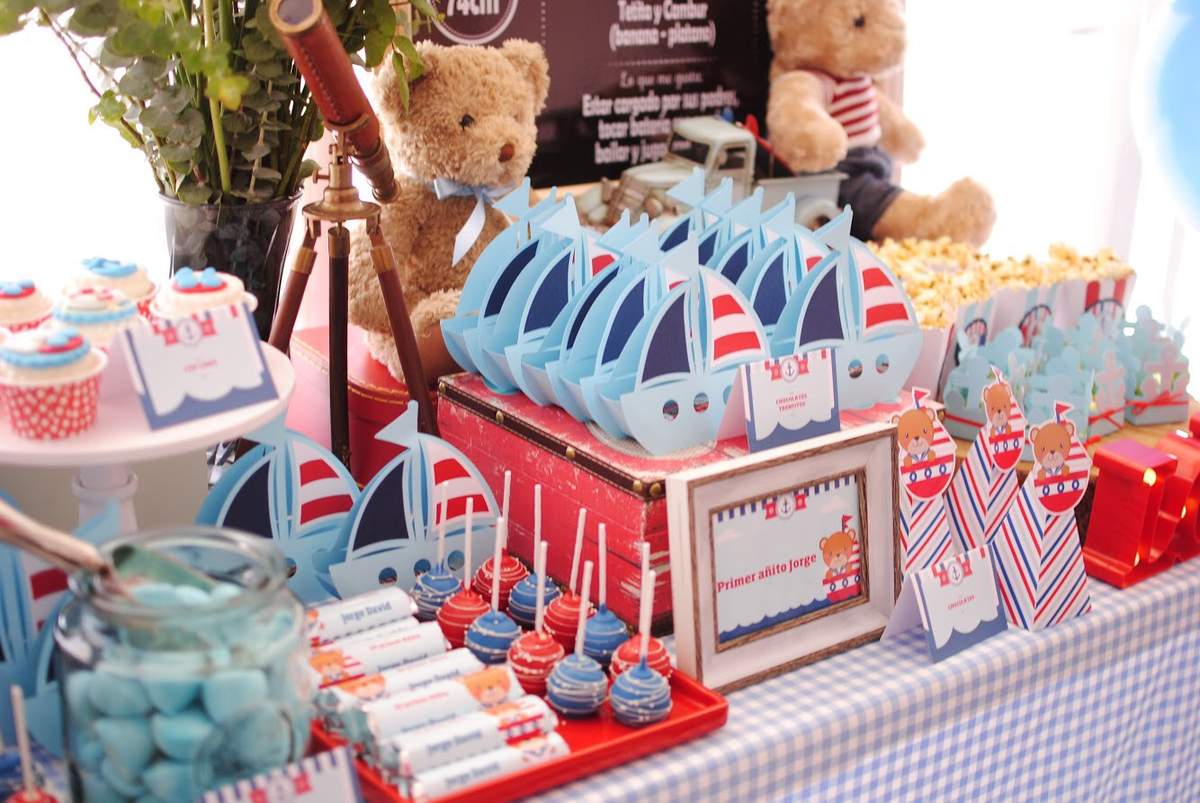 Con temática náutica y osito marinero Birthday Party Ideas | Photo 1 of ...