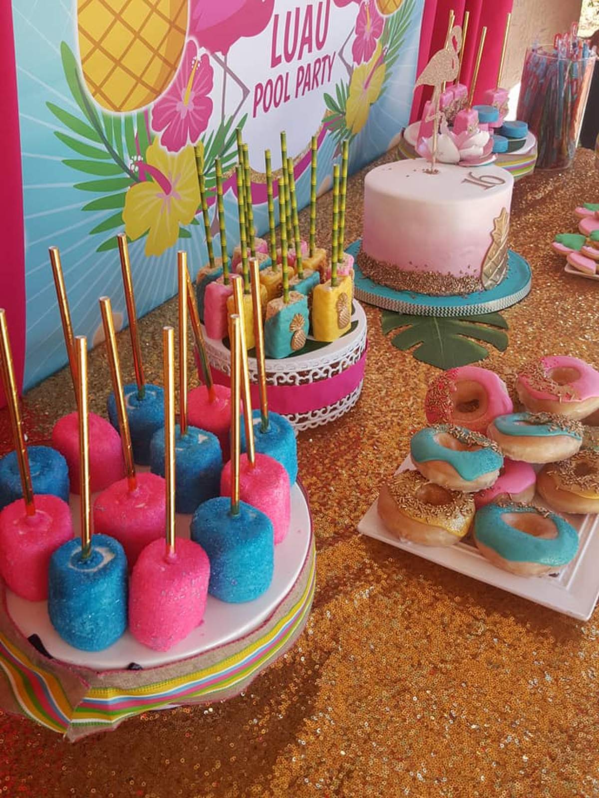 Amber Raye "PINK" Flamingo Luau Pool Party Birthday Party Ideas | Photo ...