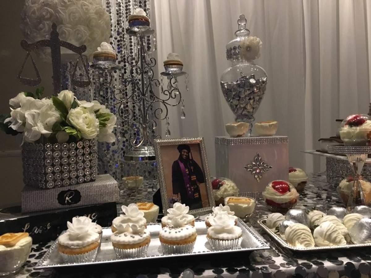 White and silver Graduation/End of School Party Ideas | Photo 6 of 11 ...