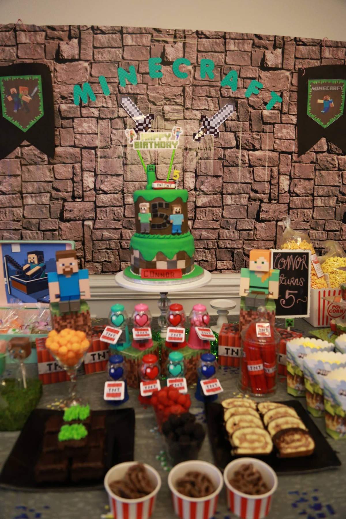 Minecraft theme Birthday Party Ideas | Photo 25 of 44 | Catch My Party