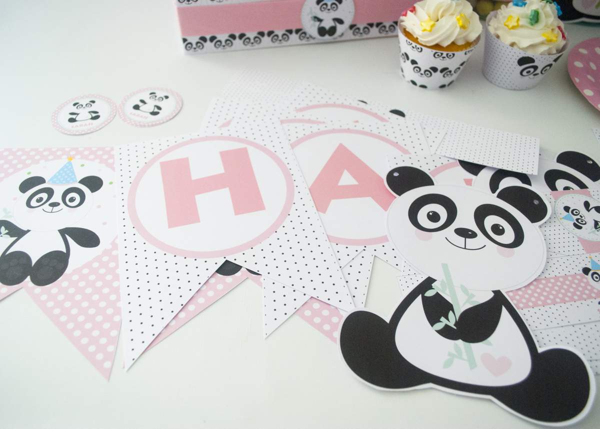 Pink Panda Printable Party Set Birthday Party Ideas | Photo 1 of 25 ...