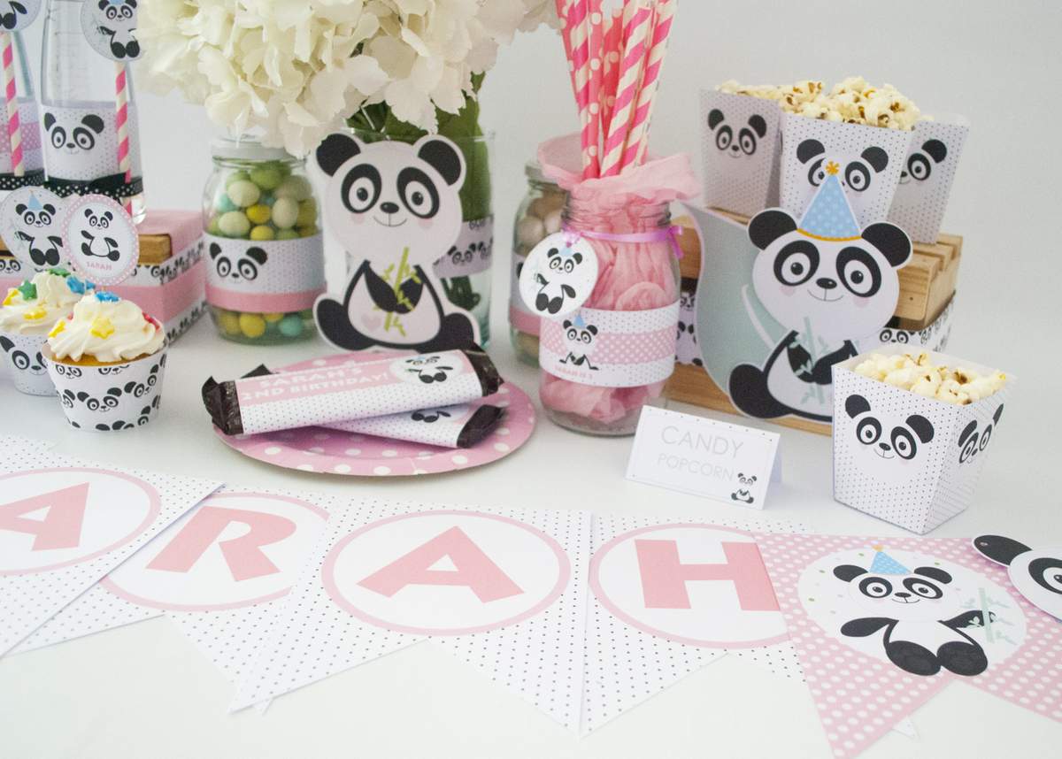 Pink Panda Printable Party Set Birthday Party Ideas | Photo 1 of 25 ...