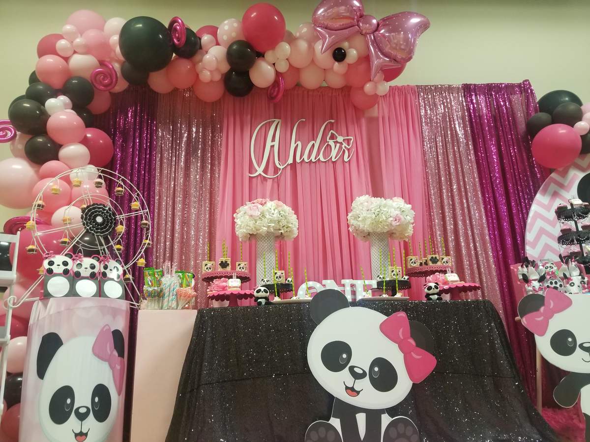 Pink bow panda Birthday Party Ideas | Photo 1 of 11 | Catch My Party
