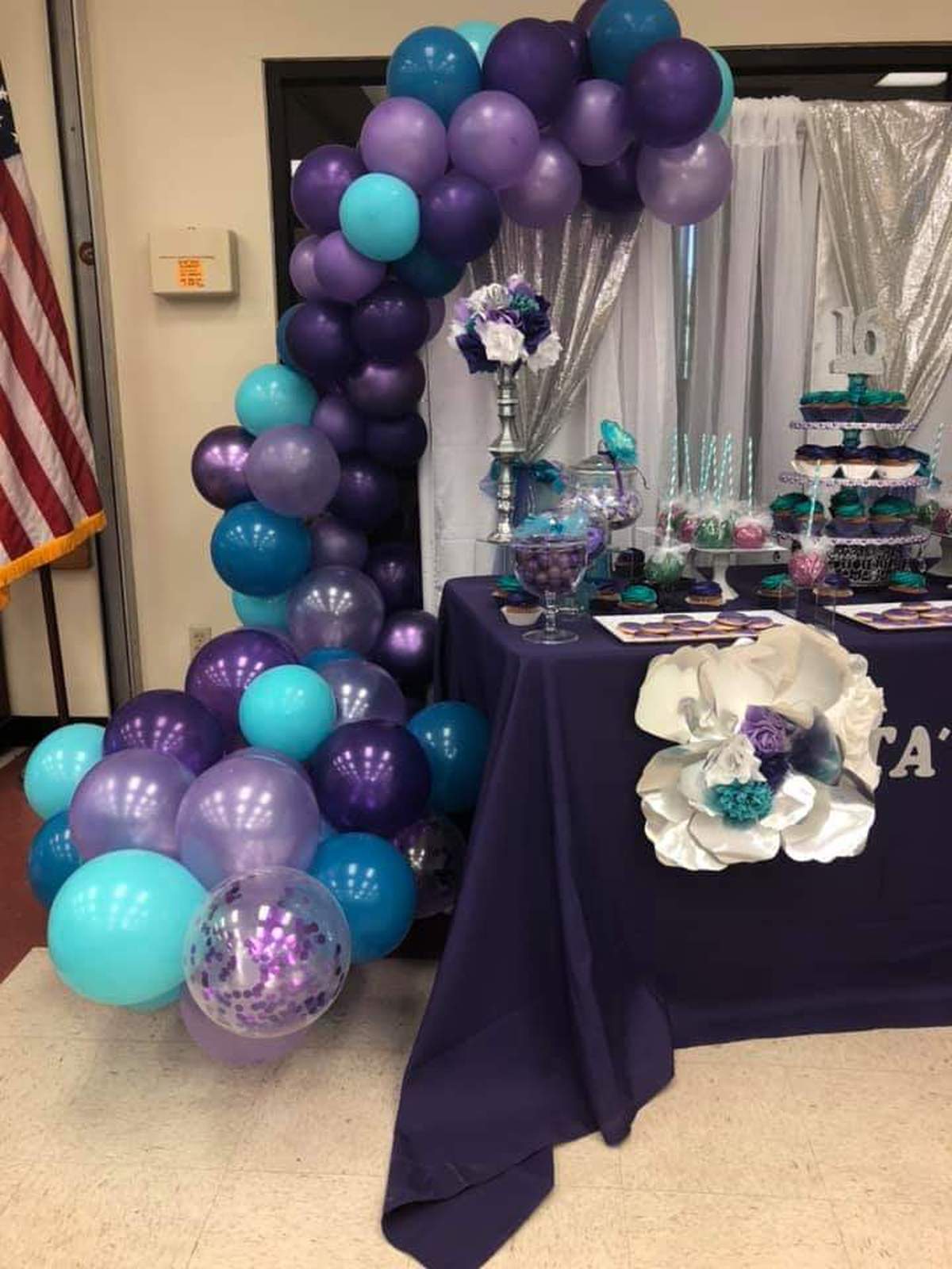 Purple, Teal, White, and Silver Birthday Party Ideas | Photo 5 of 11 ...