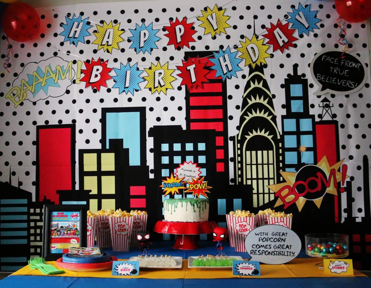 Comic Book Birthday Party Ideas Photo 1 Of 15 Catch My Party Comic Book Birthday Party Ideas Photo 1 Of 15 Catch My Party