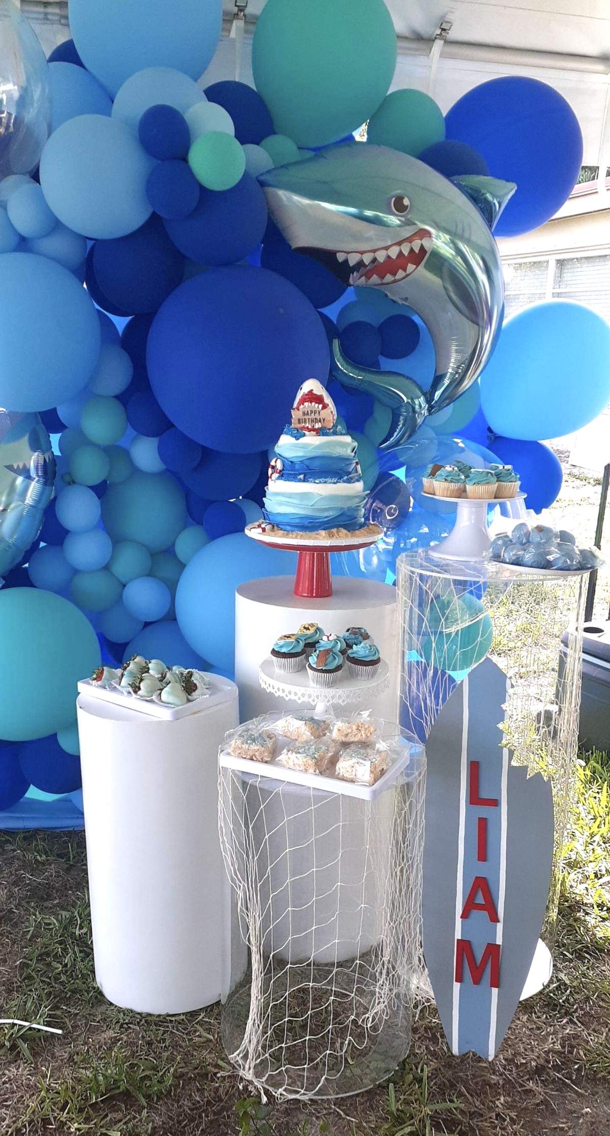 Shark theme birthday party Birthday Party Ideas | Photo 1 of 6 | Catch ...