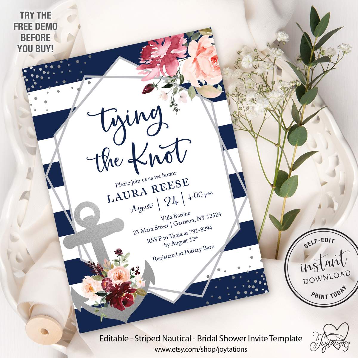 Nautical / Bridal/Wedding Shower "Tying The Knot" | Catch My Party