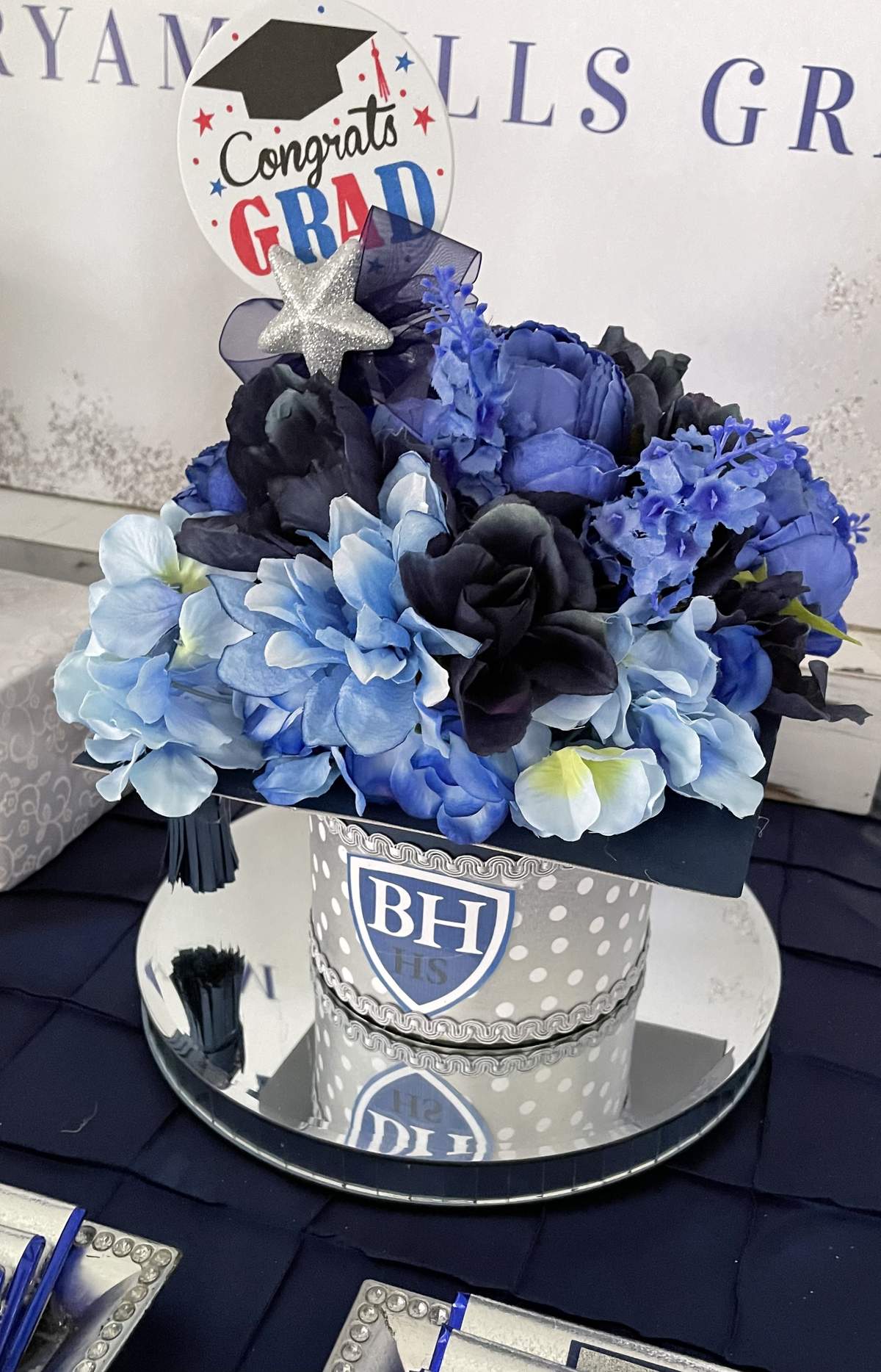 Navy Blue/Flowers Graduation/End of School Party Ideas | Photo 4 of 23 ...