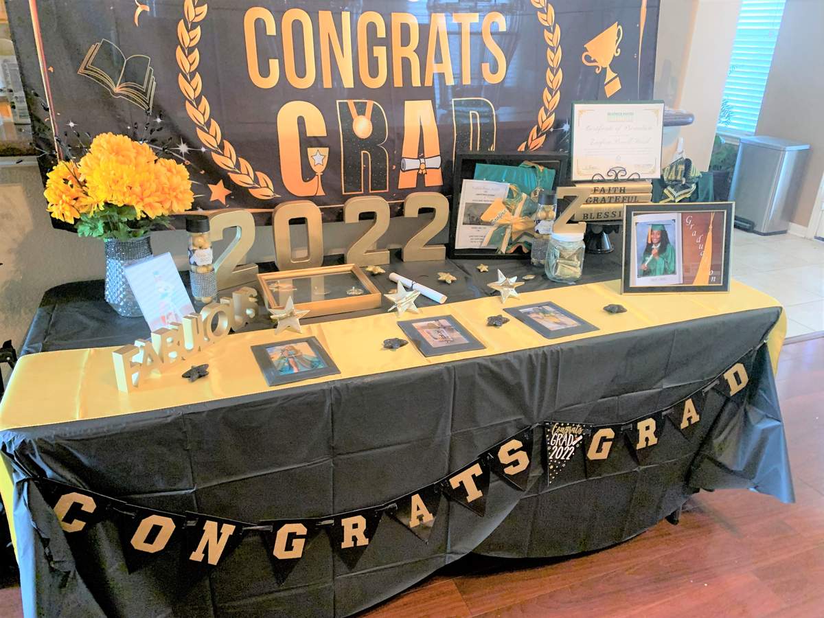 Black and Gold Grad Party / Graduation/End of School "Double Graduation ...