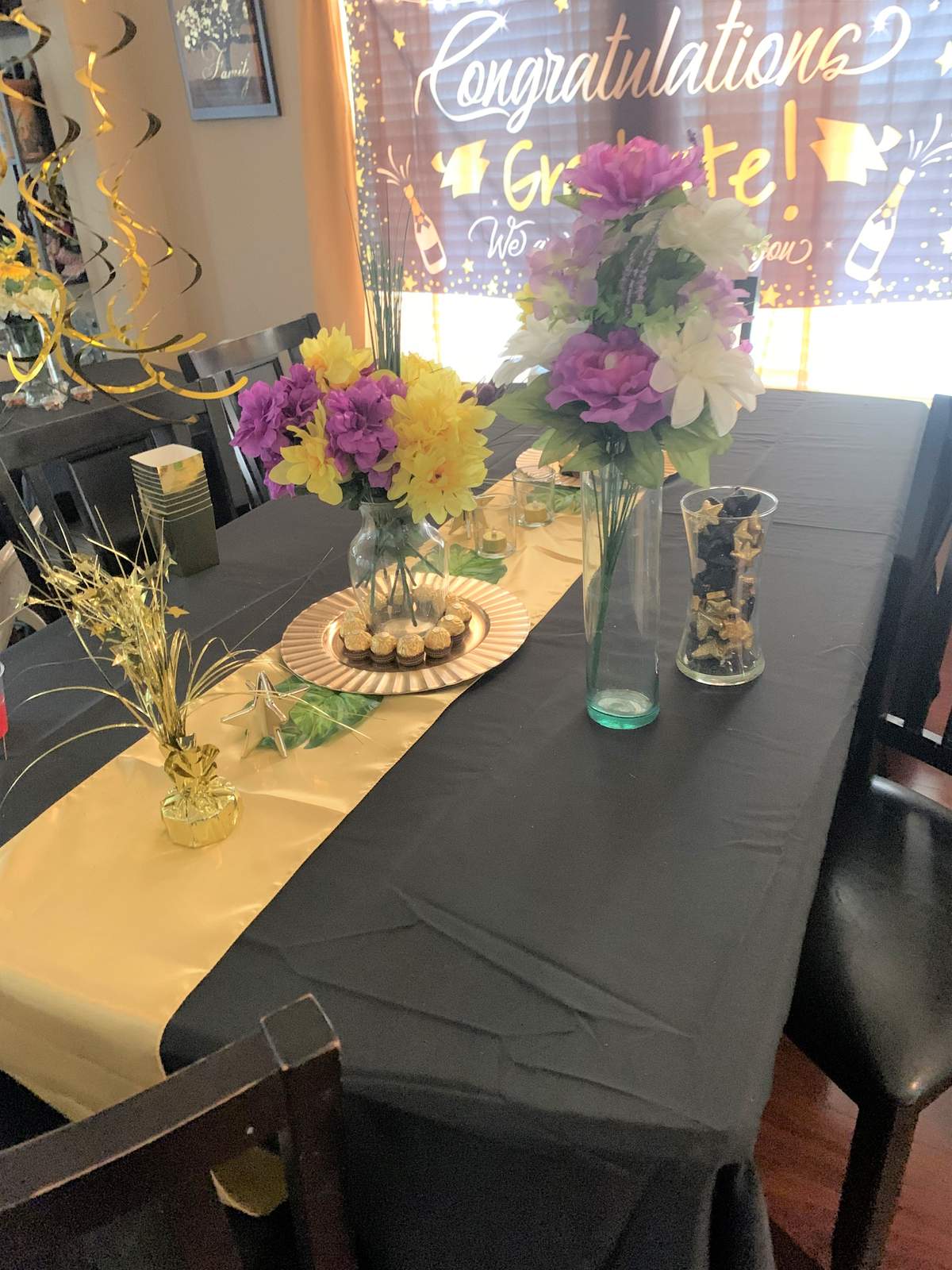 Black and Gold Grad Party Graduation/End of School Party Ideas | Photo ...