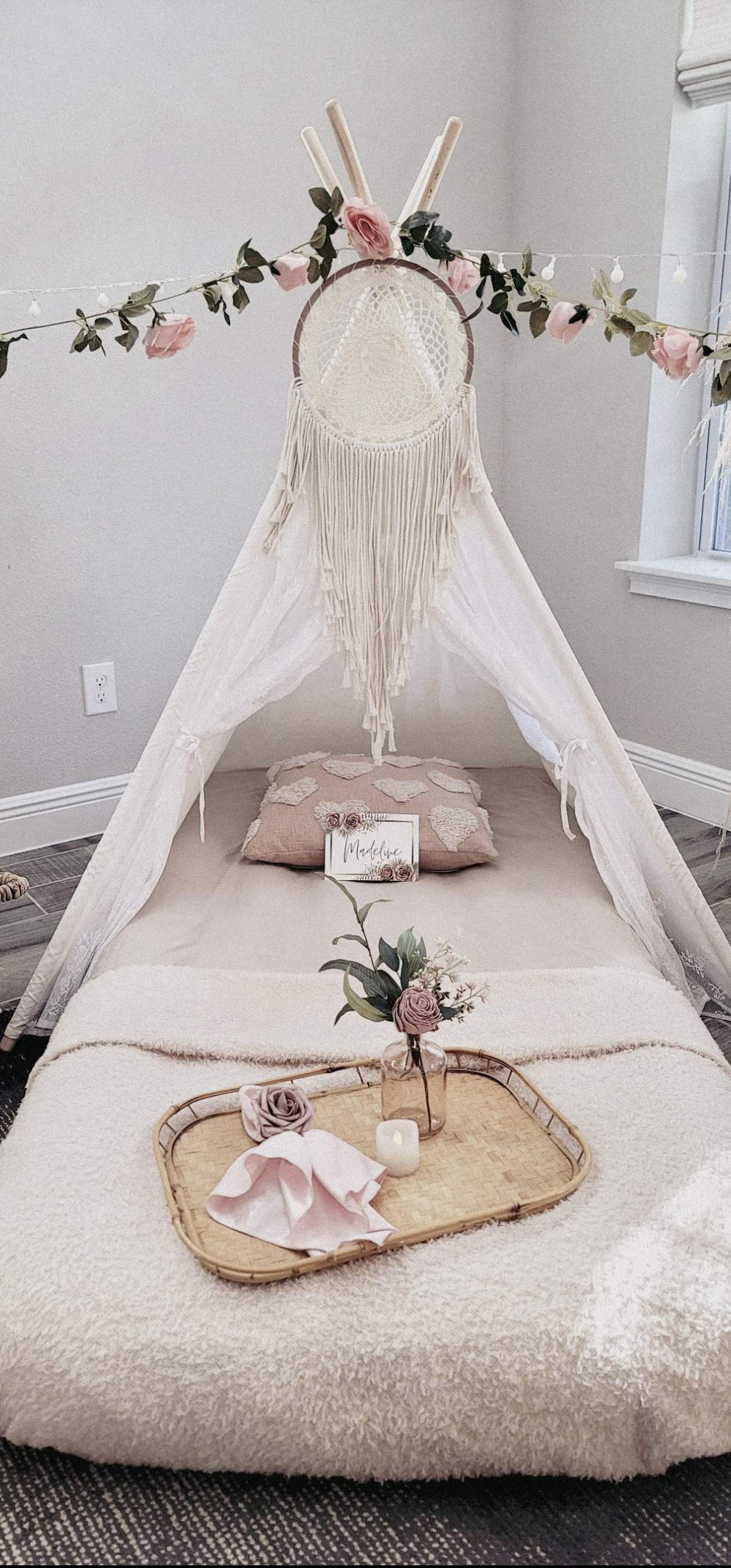 Blush & Boho Teepee Sleepover Birthday Party Ideas | Photo 2 of 5 ...