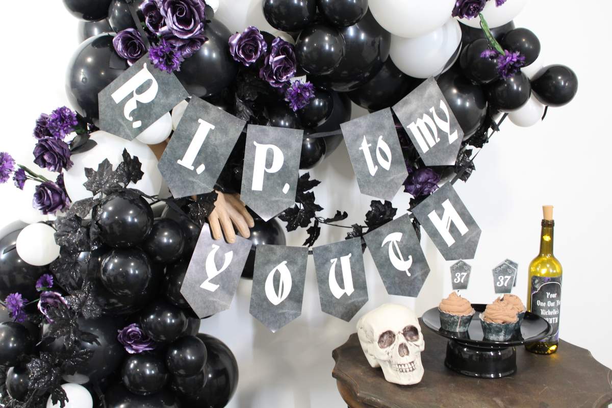 Wednesday Inspired Funeral Party Birthday Party Ideas | Photo 1 of 11 ...