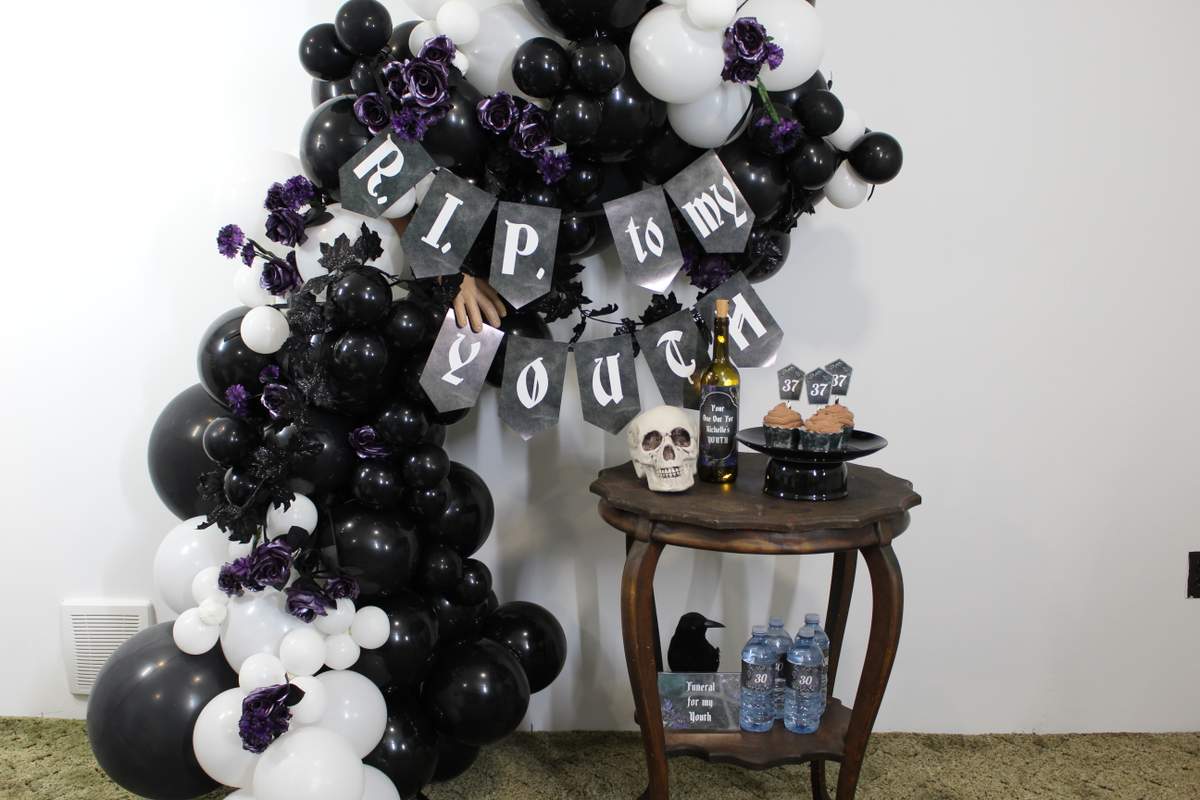 Wednesday Inspired Funeral Party Birthday Party Ideas | Photo 7 of 11 ...