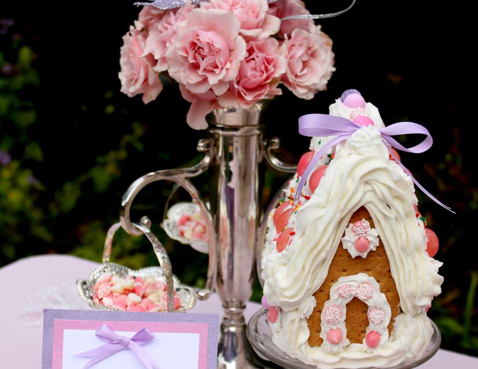 Gingerbread House Tea Party / Christmas/Holiday "Pink Gingerbread House ...