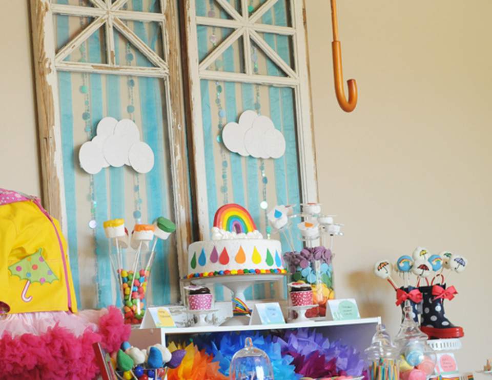 Rainbow Rain Shower / Birthday "Rainbow April Showers" | Catch My Party