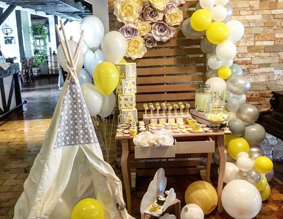 yellow and gray party / Baptism "yellow and gray party for Lara ...