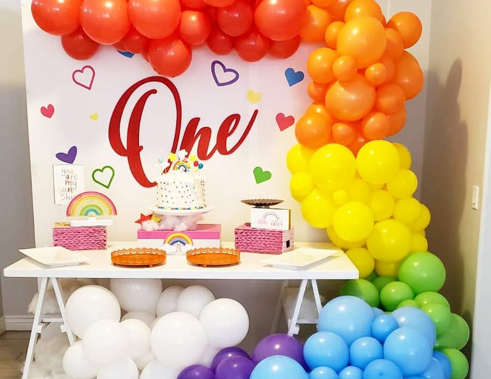RAINBOW theme / Birthday "Rainbow 1st Birthday Party" | Catch My Party