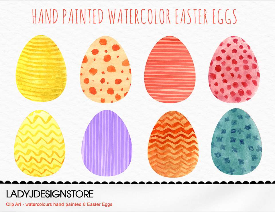 Easter Eggs / Easter "Watercolor hand-painted Easter Eggs Clip Art ...