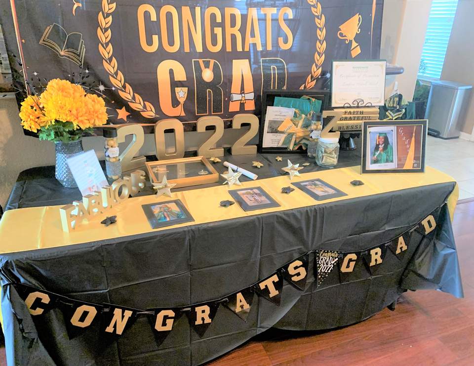 Black and Gold Grad Party / Graduation/End of School "Double Graduation ...