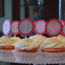Pink Chevron and Hearts / Birthday "Pink Chevron and Hearts - First ...