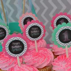 1st birthday party / Birthday "1st Birthday - Chalkboard with Gray ...