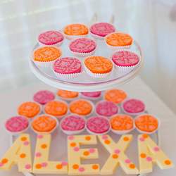 Pink, Orange & Yellow with flowers / Birthday "ALexa Cate's 2nd ...