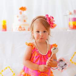 Pink, Orange & Yellow with flowers / Birthday "ALexa Cate's 2nd ...