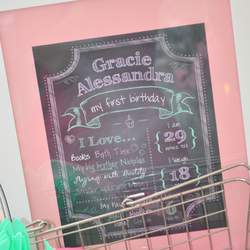 1st birthday party / Birthday "1st Birthday - Chalkboard with Gray ...