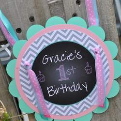 1st birthday party / Birthday "1st Birthday - Chalkboard with Gray ...